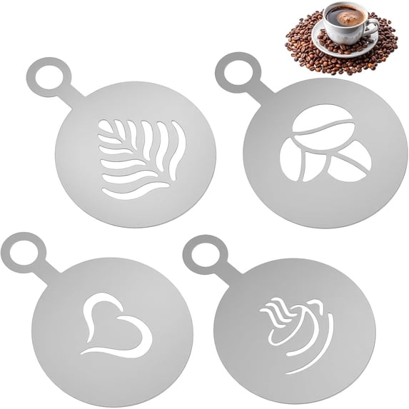 4 Pcs Coffee Stencils Latte Art,Coffee Stencils,Latte Art Stencil with ...