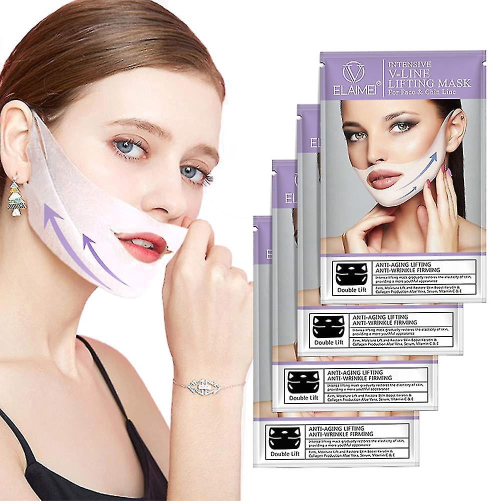 4 Pcs Collagen Face Mask V Line Mask Moisturizing Ollagen Chin Mask V ...