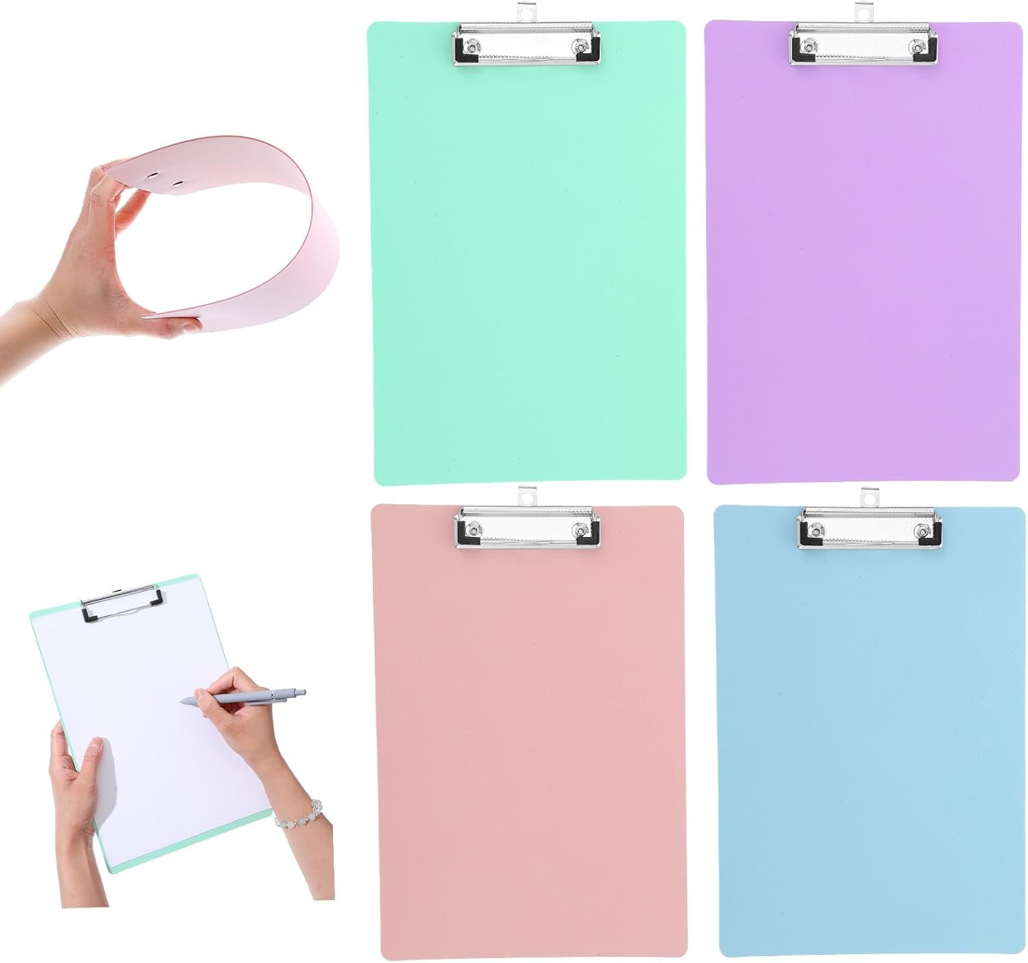 4-Pcs Colorful Plastic Clipboards – 12.5 x 9 Inch, A4 Letter Size ...