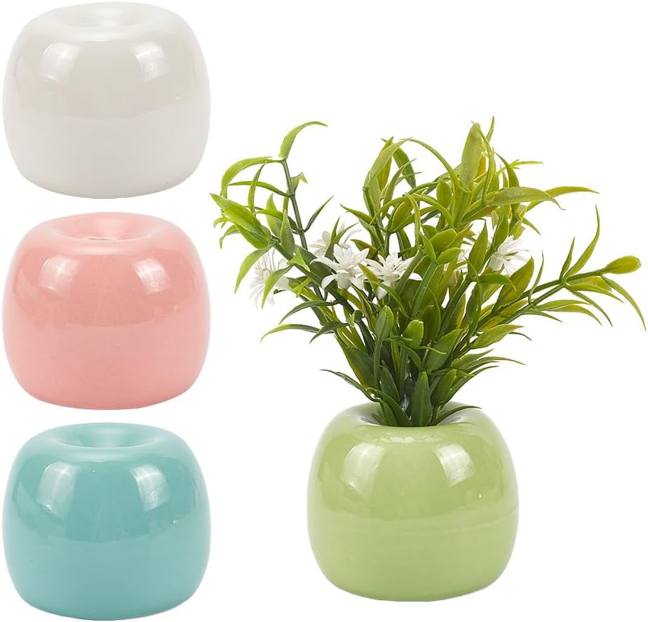 4 Pcs 4 Colors Mini Ceramic Flower Vases 2.2x1.8 Inch Rustic Decor Vase ...