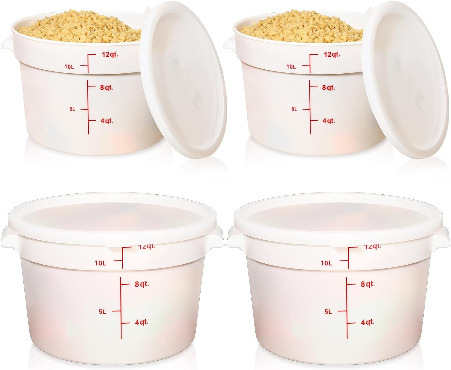 4 Pcs Commercial Food Storage Containers Round PP Food Storage ...