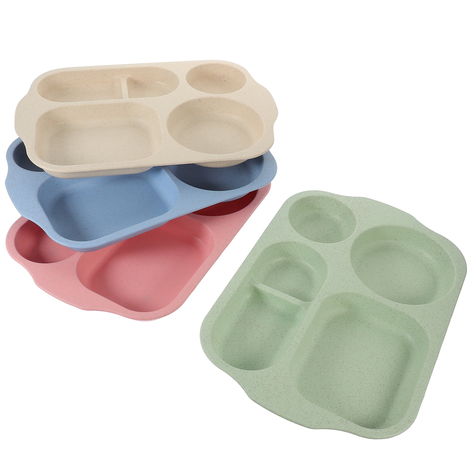 4 Pcs Compartment Cutlery Flatware Snack Dish Compartment Platter Kids ...