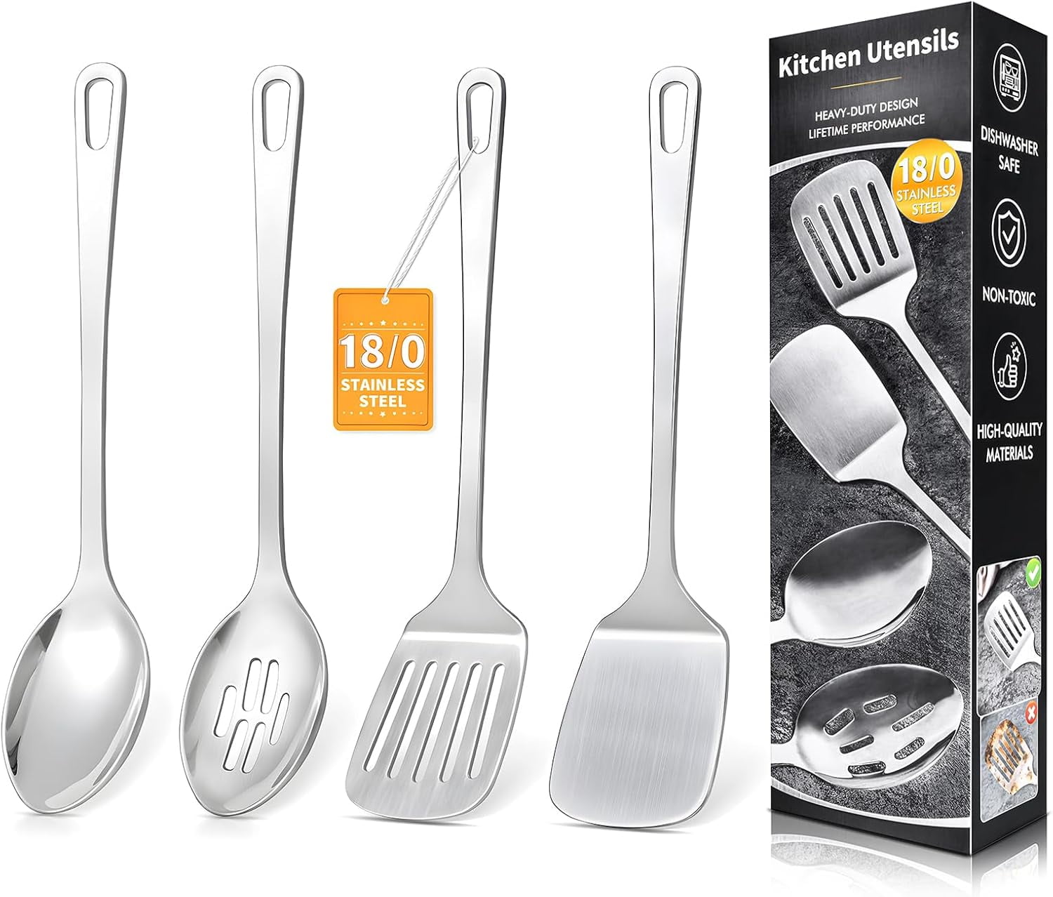 4 Pcs Cooking Utensils Set, Stainless Steel Kitchen Utensils, Heat ...