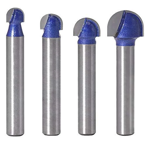4 Pcs Core Box Router Bit 1/4" Shank Round Nose Router Bit Set, 1/2", 5 ...