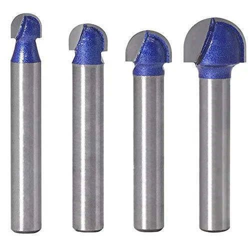 4 Pcs Core Box Router Bit 1/4" Shank Round Nose Router Bit Set, 1/2", 5 ...