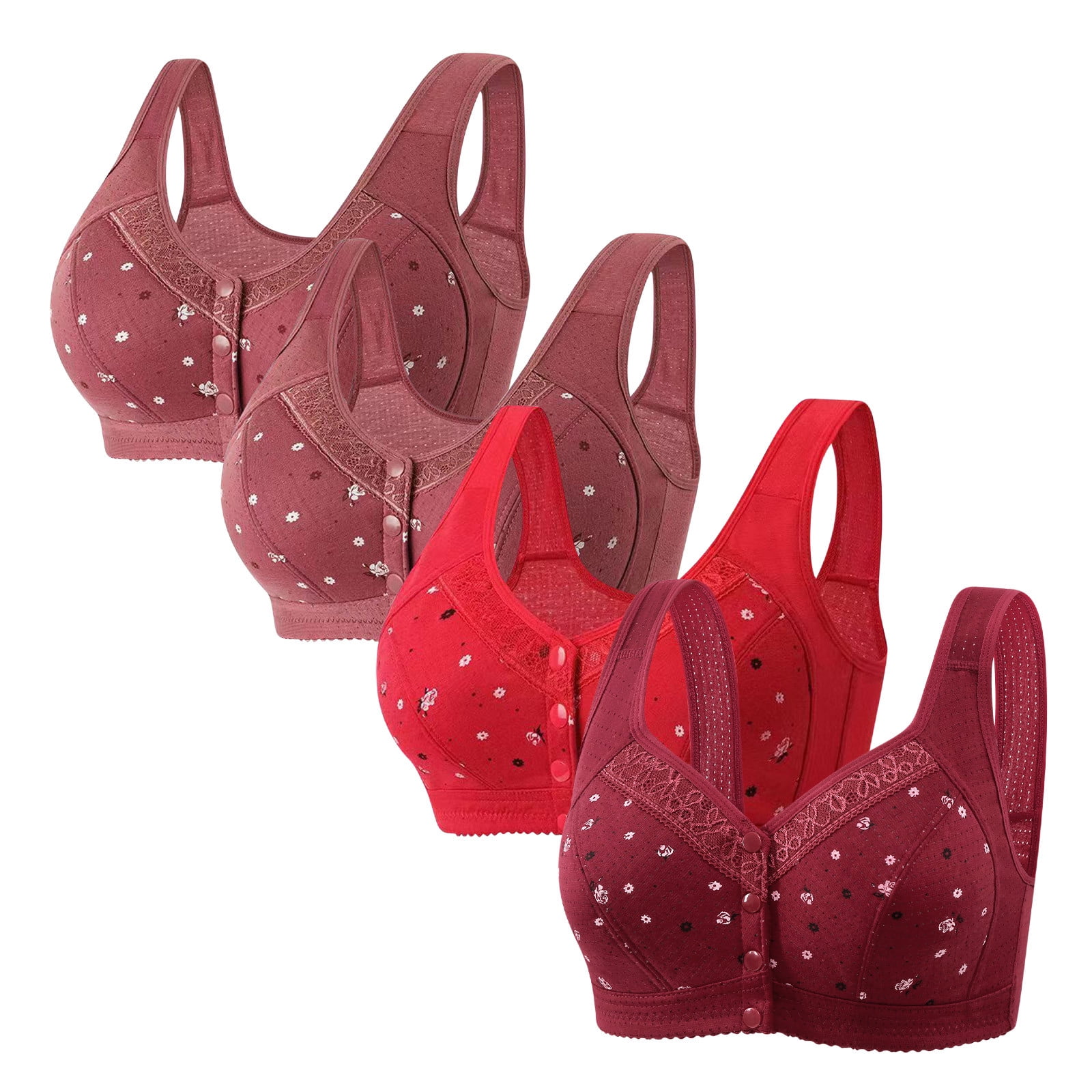 4 Pcs Cotton Bras for Women No Wireless Everyday Bra 2025 Soft Front ...
