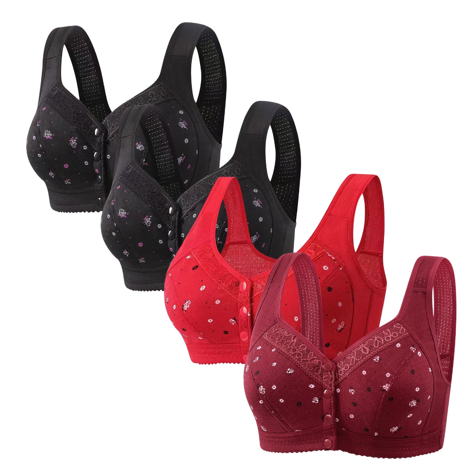 4 Pcs Cotton Bras for Women No Wireless Everyday Bra 2025 Soft Front ...