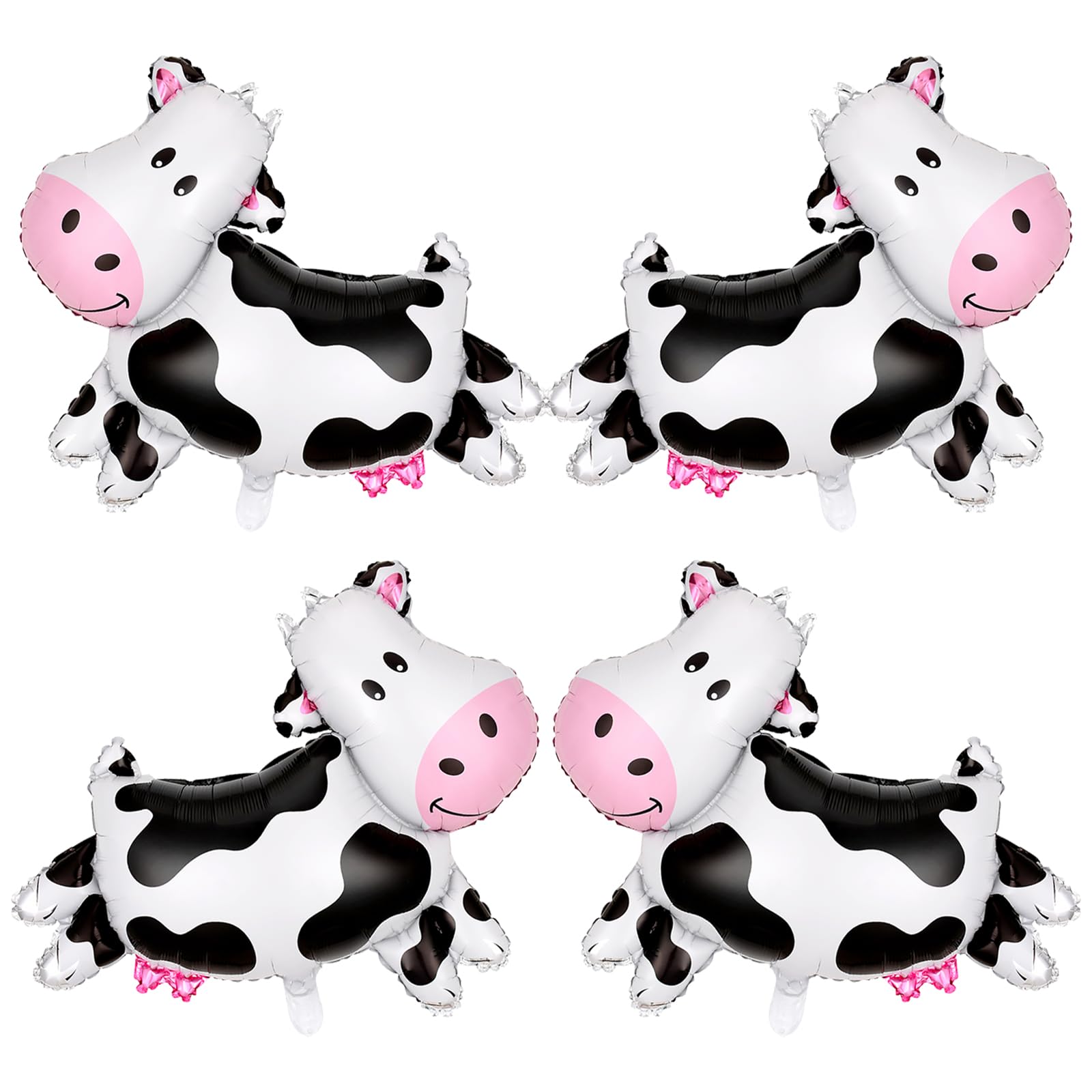 4 Pcs Cow Shape Foil Balloons, BSL1 Cute Cartoon Cow Mylar Balloon for ...