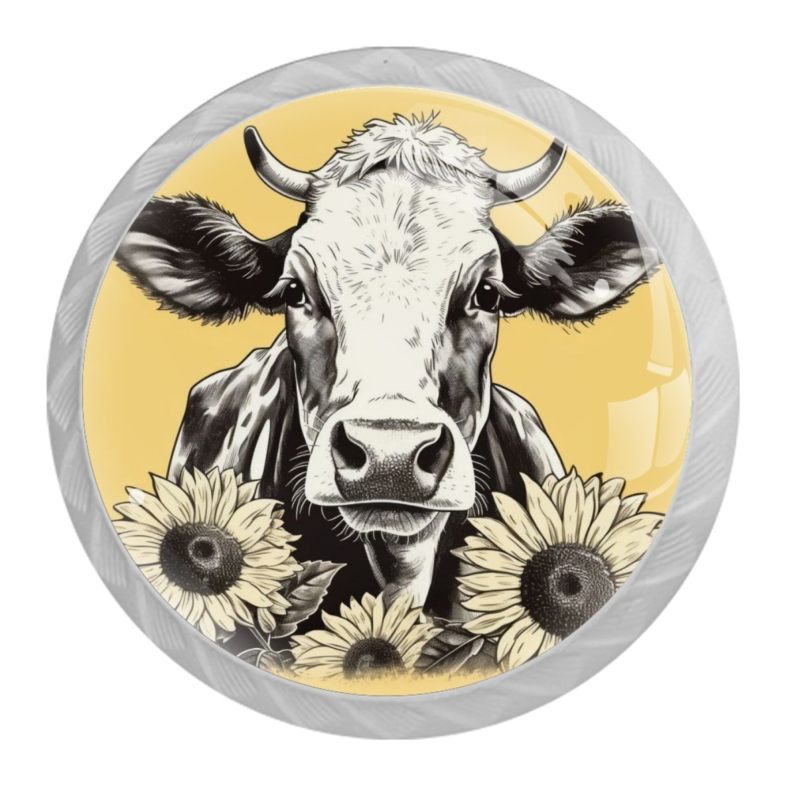 4 Pcs Cow and Sunflower Knobs for Kitchen Cabinet Cupboard Dresser ...