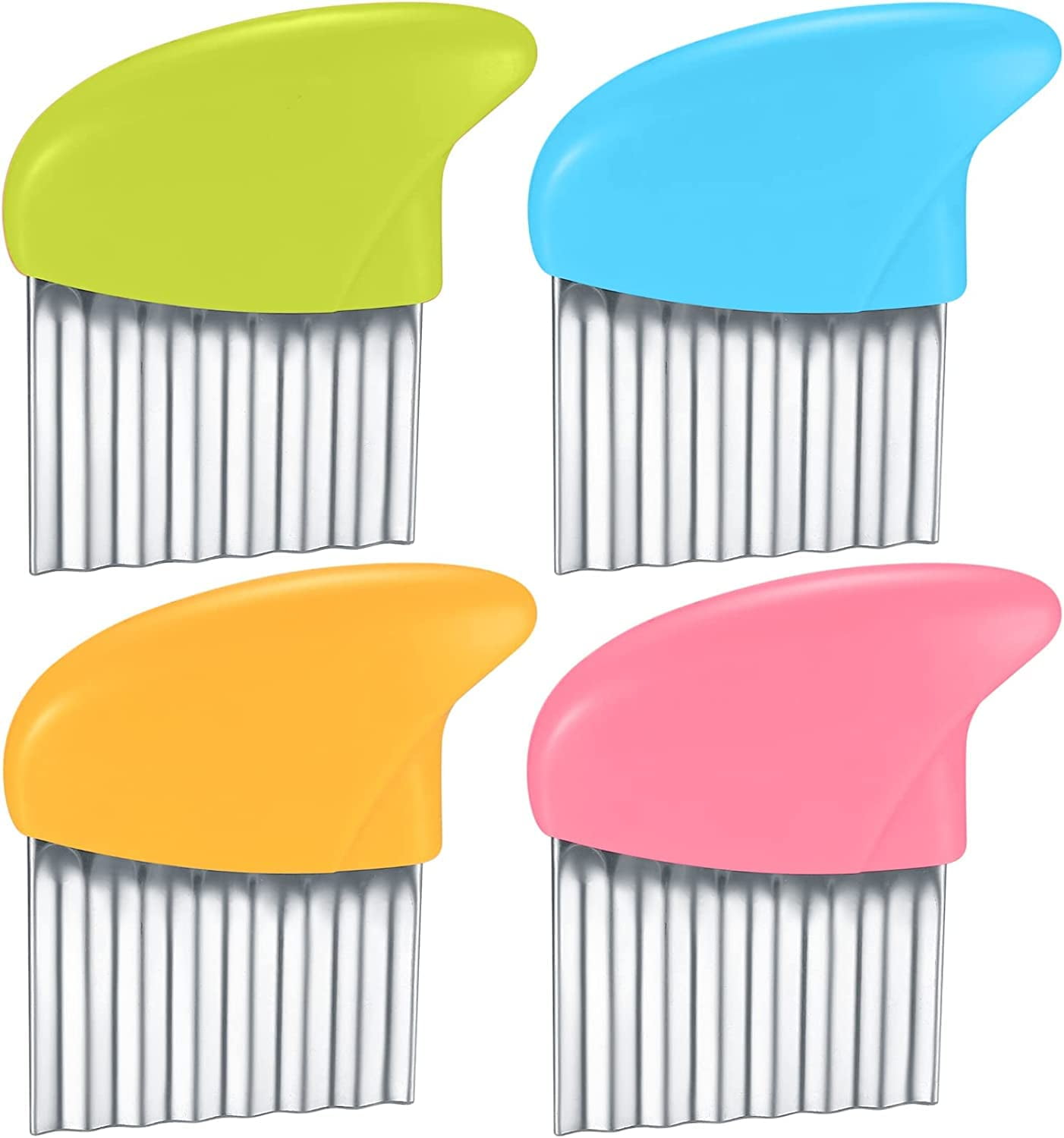 4 Pcs Crinkle Cutter, French Fry Potato Slicer Cutters, Stainless Steel ...