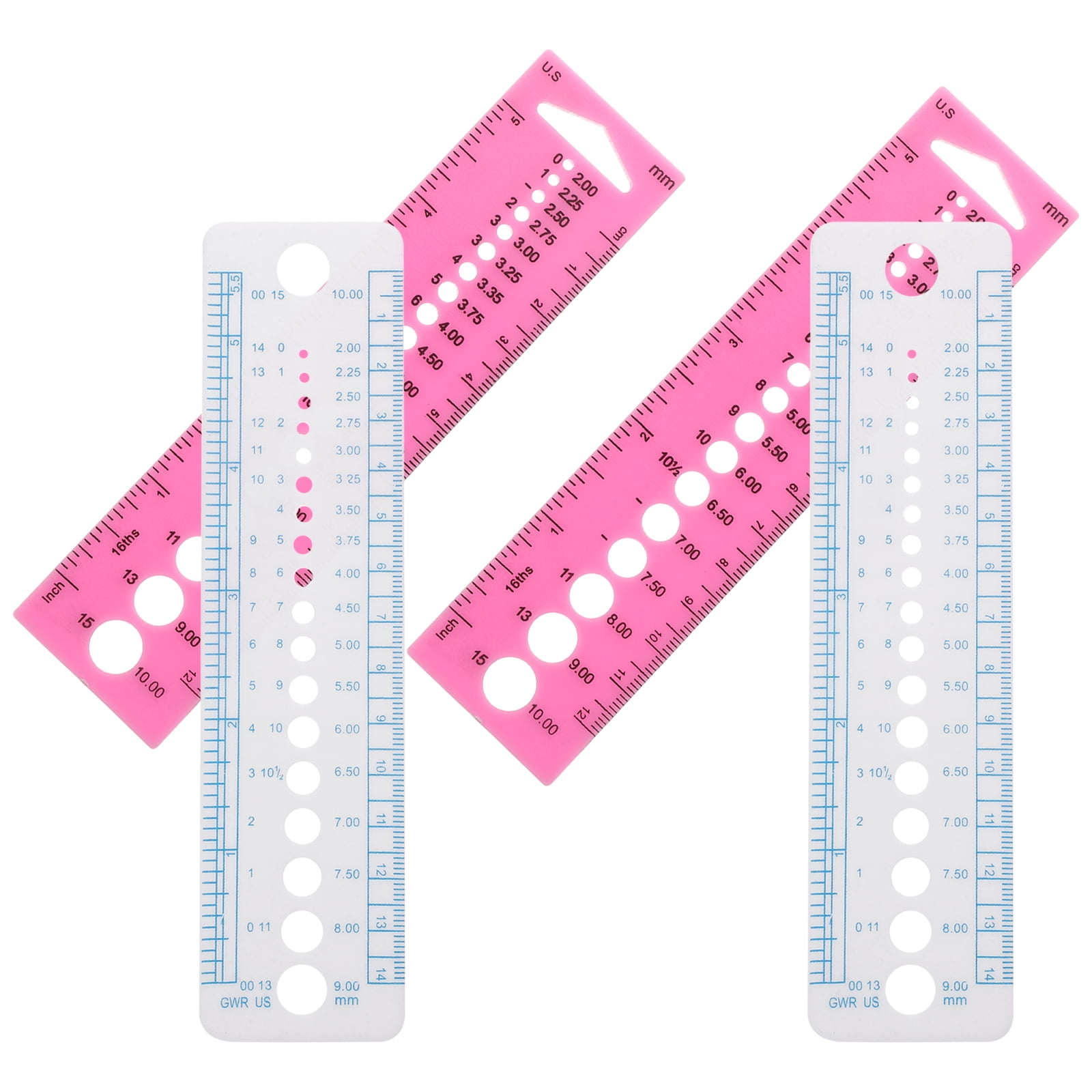 4 Pcs Crochet Measuring Ruler Sewing Needles Hook Weaving Tool Knitting ...