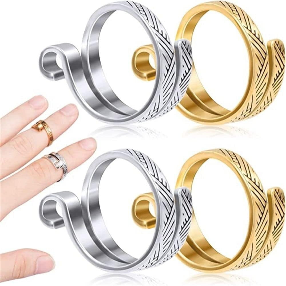 4 Pcs Crochet Ring for Finger Yarn Guide, Adjustable Crochet Tension ...