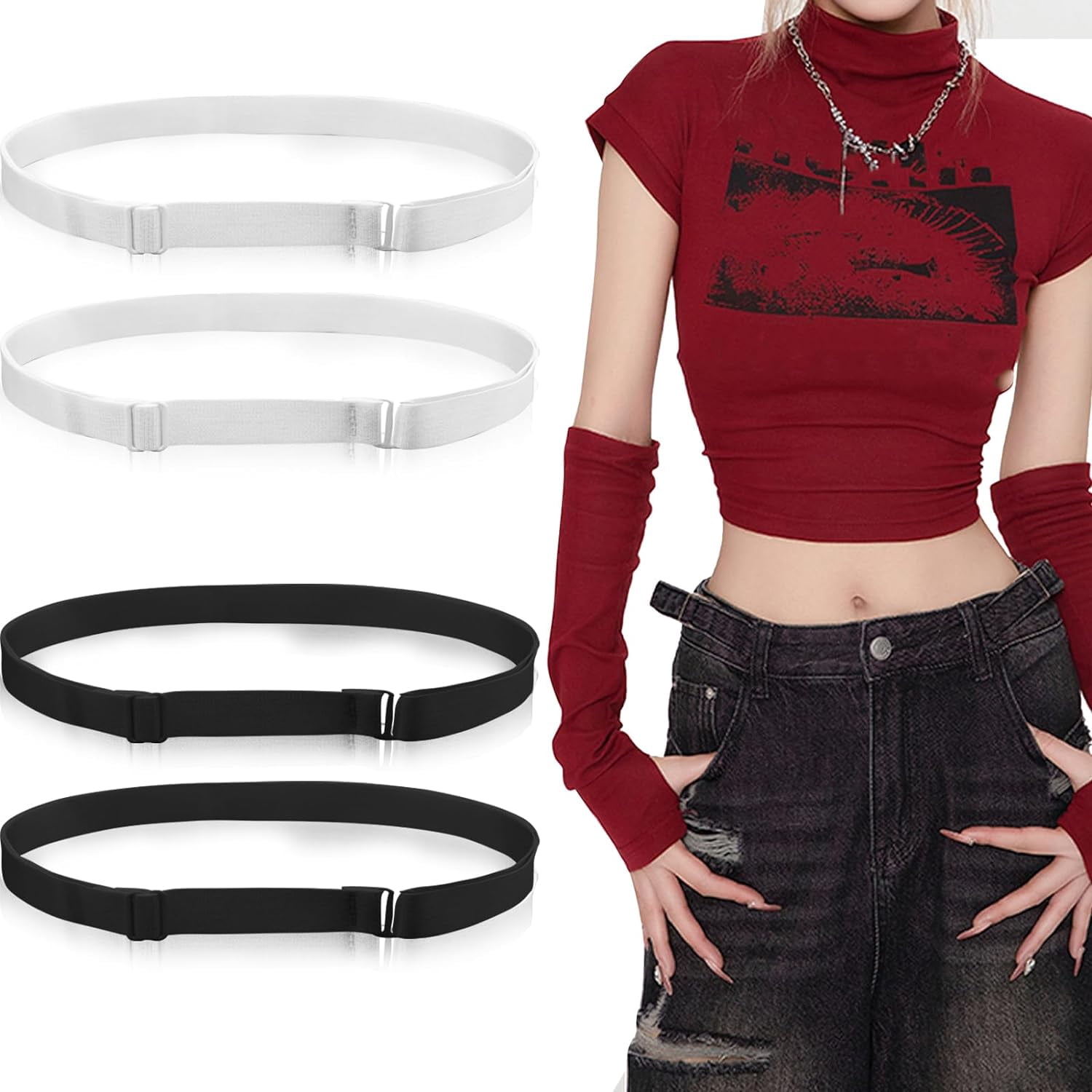 4 Pcs Crop Band Tucky Belt, Adjustable Tops for Tucking, Shirt Sweater ...