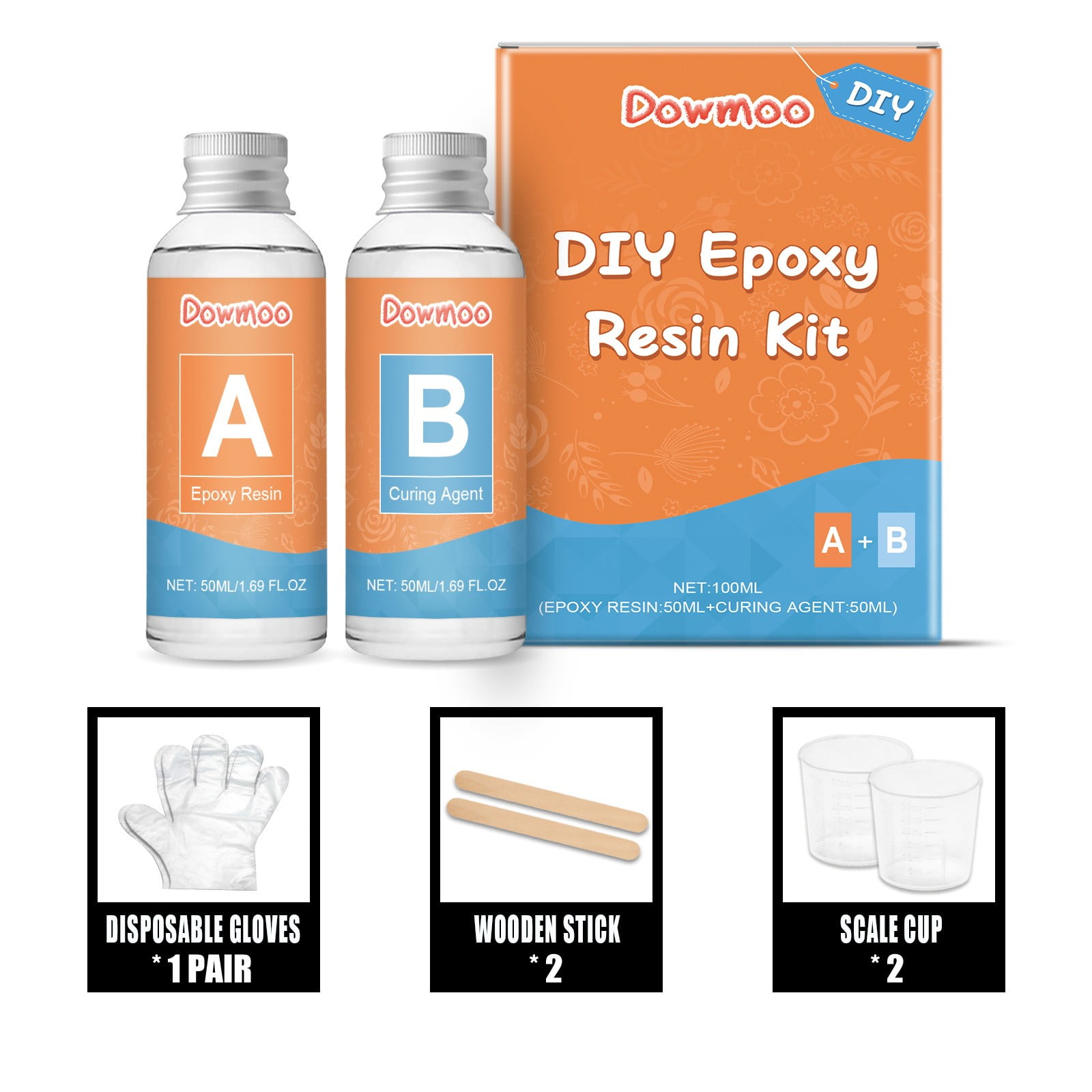 4 Pcs Crystal Clear Epoxy Resin Kit - High Transparency Odorless ...