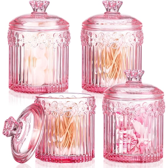 4 Pcs Crystal Glass Candy Jar Set with Lids Home Decorative Storage ...