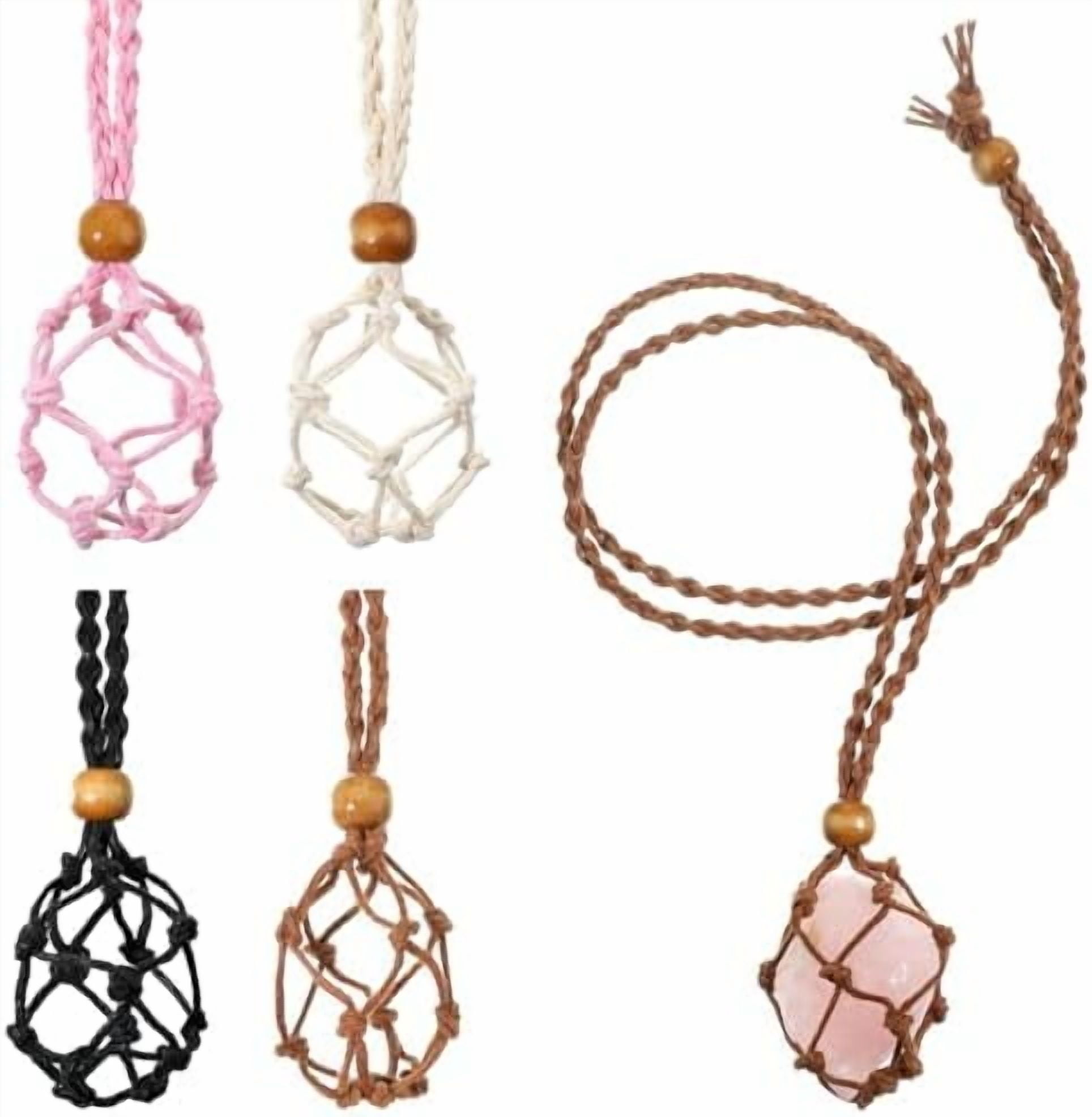 4 Pcs Crystal Necklace Holder, Adjustable Empty Stone Holder Quartz ...