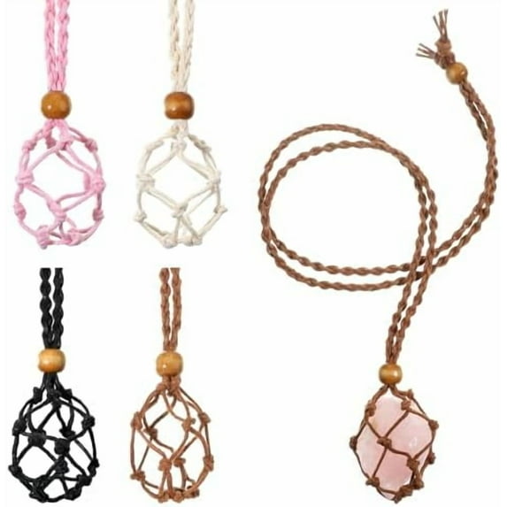 4 Pcs Crystal Necklace Holder, Adjustable Empty Stone Holder Quartz ...