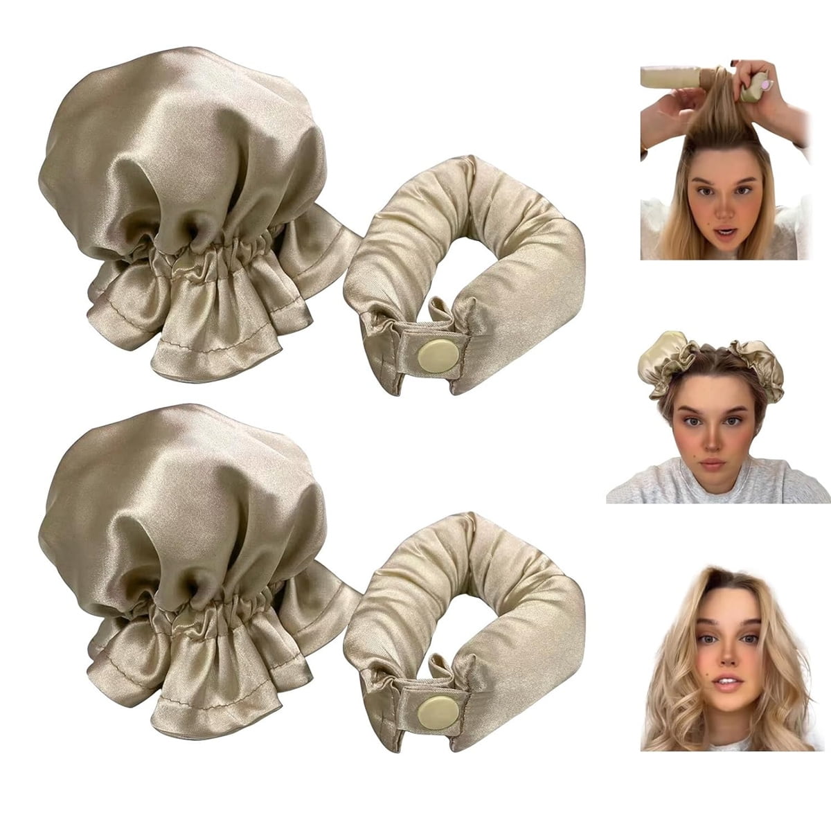 4 Pcs Curling Hair Iron,Non-Heated Curling Iron Hair Curler,Cloth ...