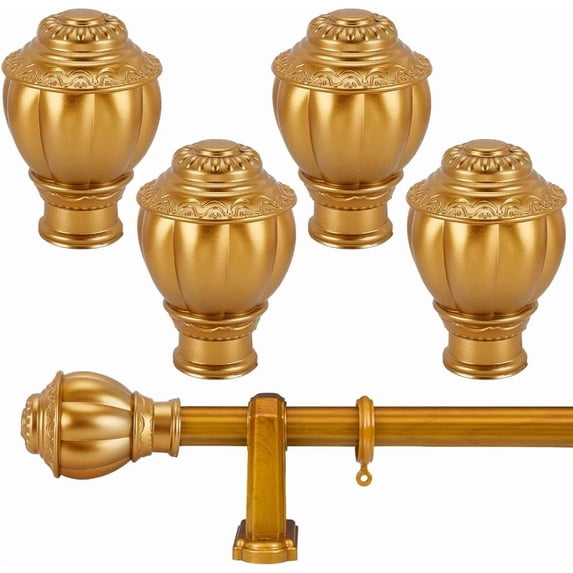 4 Pcs Curtain Rod Cap Finials Plastic Curtain Rod End Cap Vintage ...