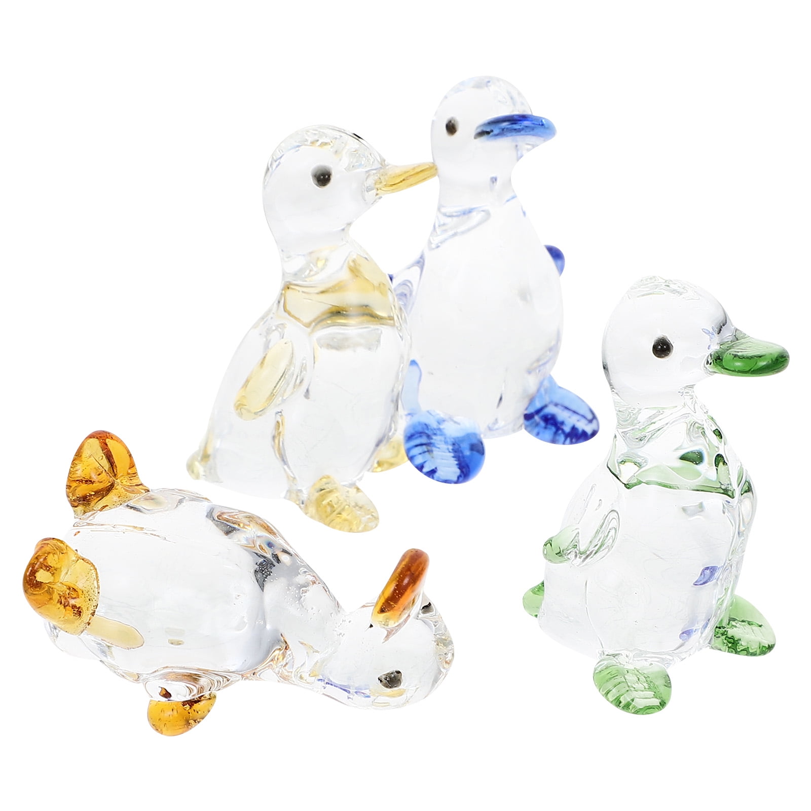 4 Pcs Cute Fat Duck Ornaments Frog Goose Swans Miniature Animal Animals ...