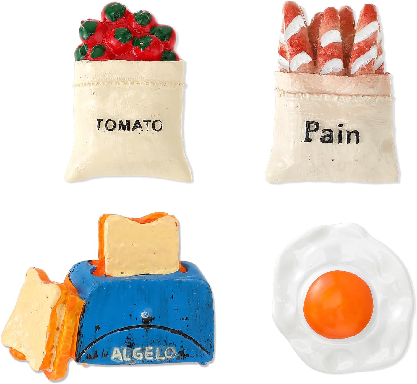 4 Pcs Cute Food Shaped Refrigerator Sticks, 3D Resin Funny Decorative ...