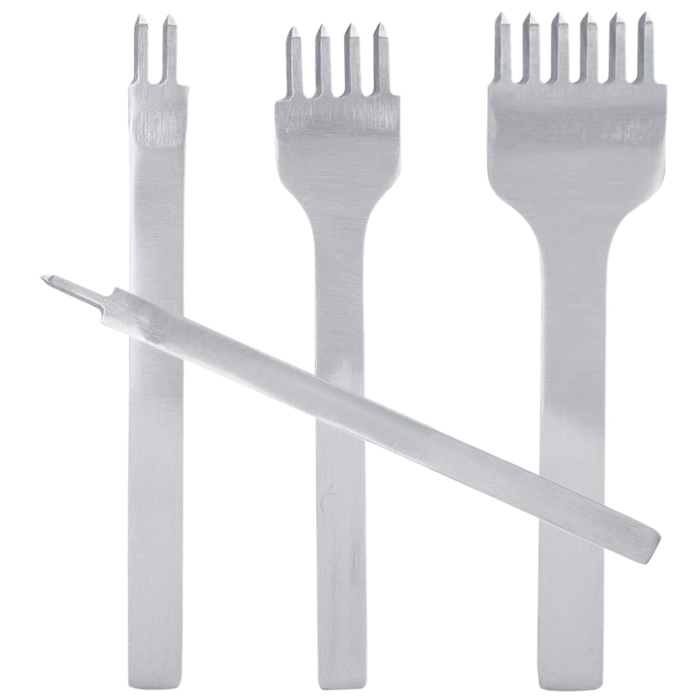 4 Pcs DIY Leather Punching Tool Set Chopper Suture 1 Tooth/2 Tooth/4 ...