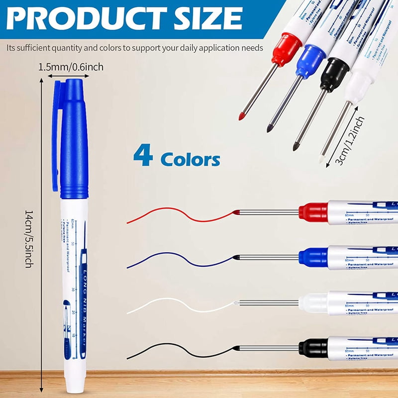 4 Pcs Deep Reach Markers Long Nose Marker Waterproof Deep Hole Marker ...