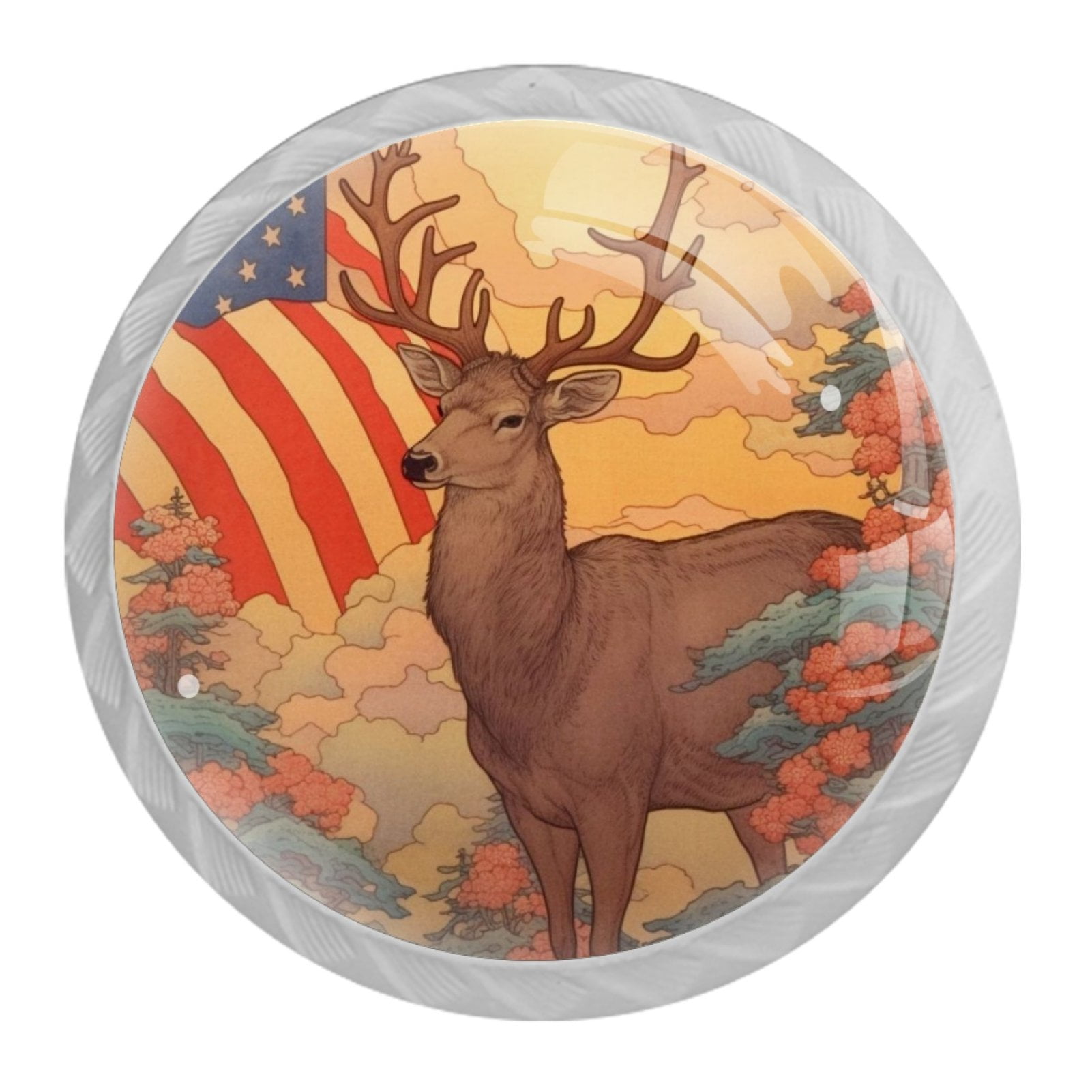 4 Pcs Deer and American Flag Knobs for Kitchen Cabinet Cupboard Dresser ...