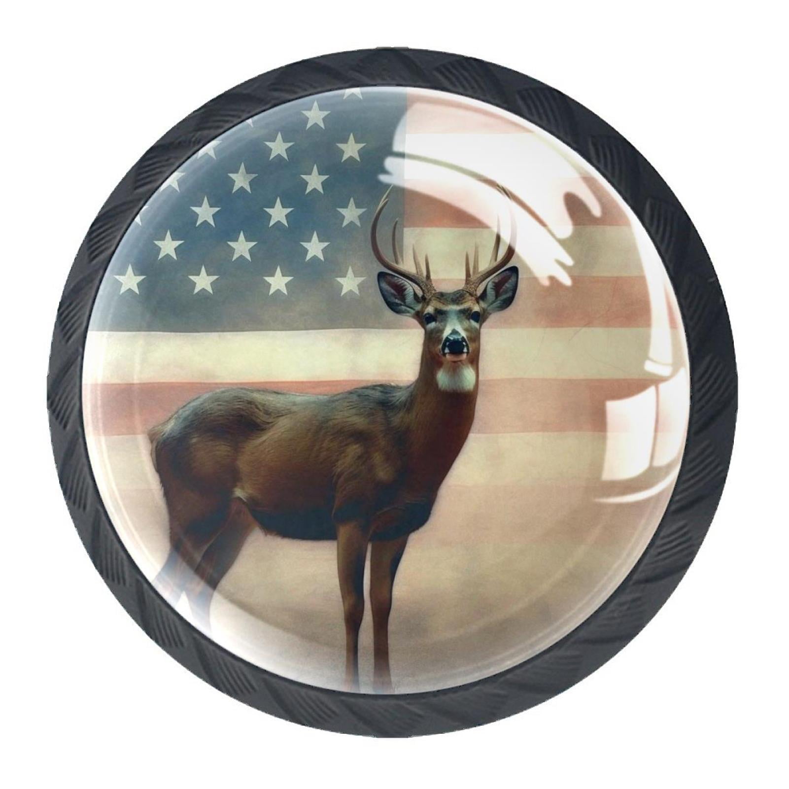 4 Pcs Deer and American Flag Knobs for Kitchen Cabinet Cupboard Dresser ...