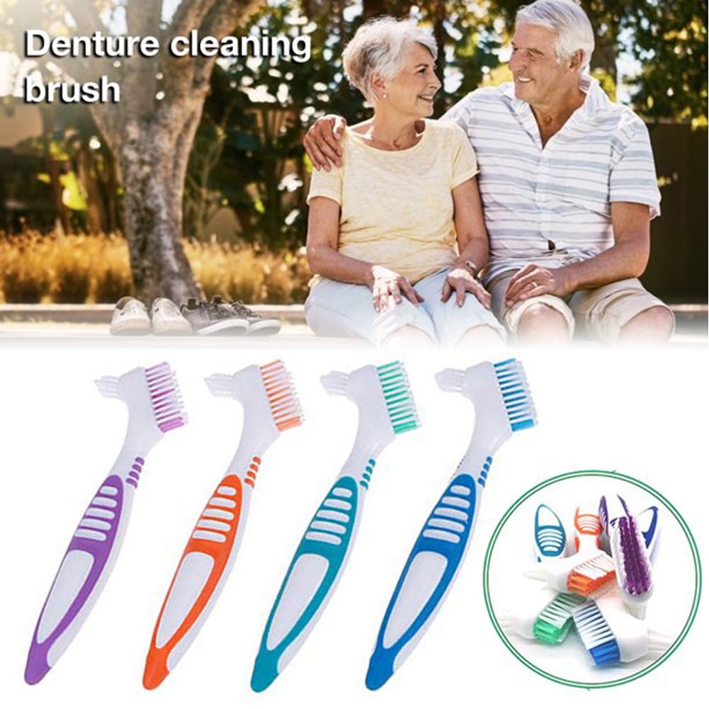 Walmart 4 Pcs Denture Toothbrush - Double Side Teeth Cleaning ...