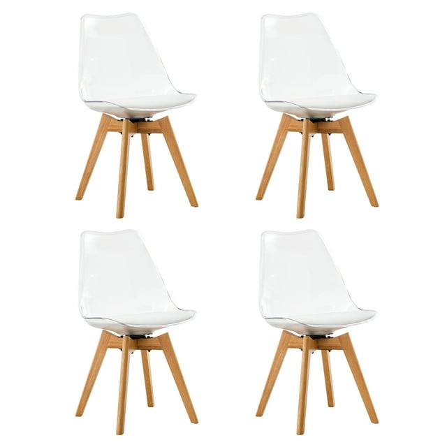 4 Pcs Dining Chairs Set with 4 Wood Legs and Rotating Base, 360 ...