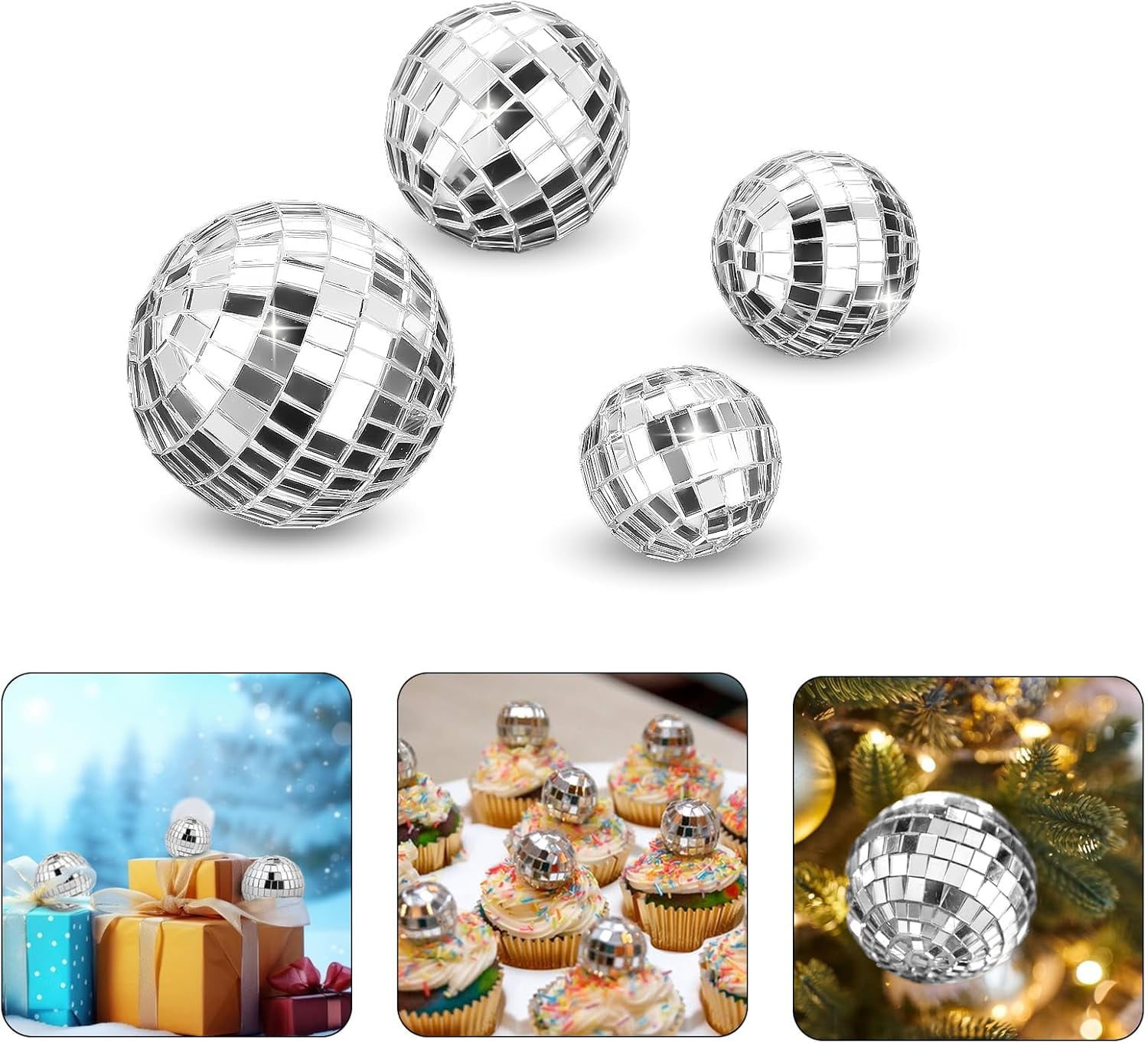 4 Pcs Disco Ball Cake Toppers, Disco Ball Birthday Party Decorations ...