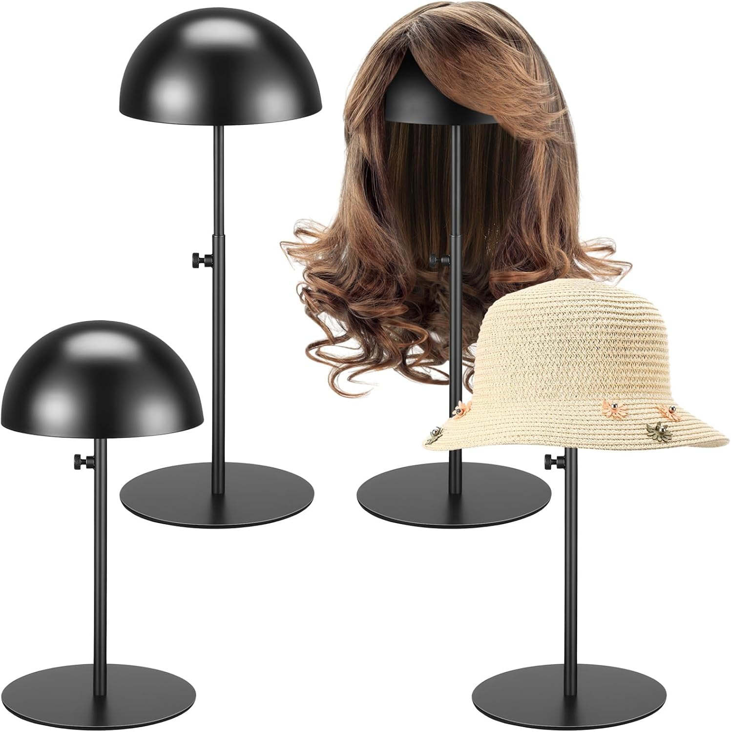 4 Pcs Display Stand 7.9-15.7inch Adjustable Hat Holder Wigs Head Stand ...