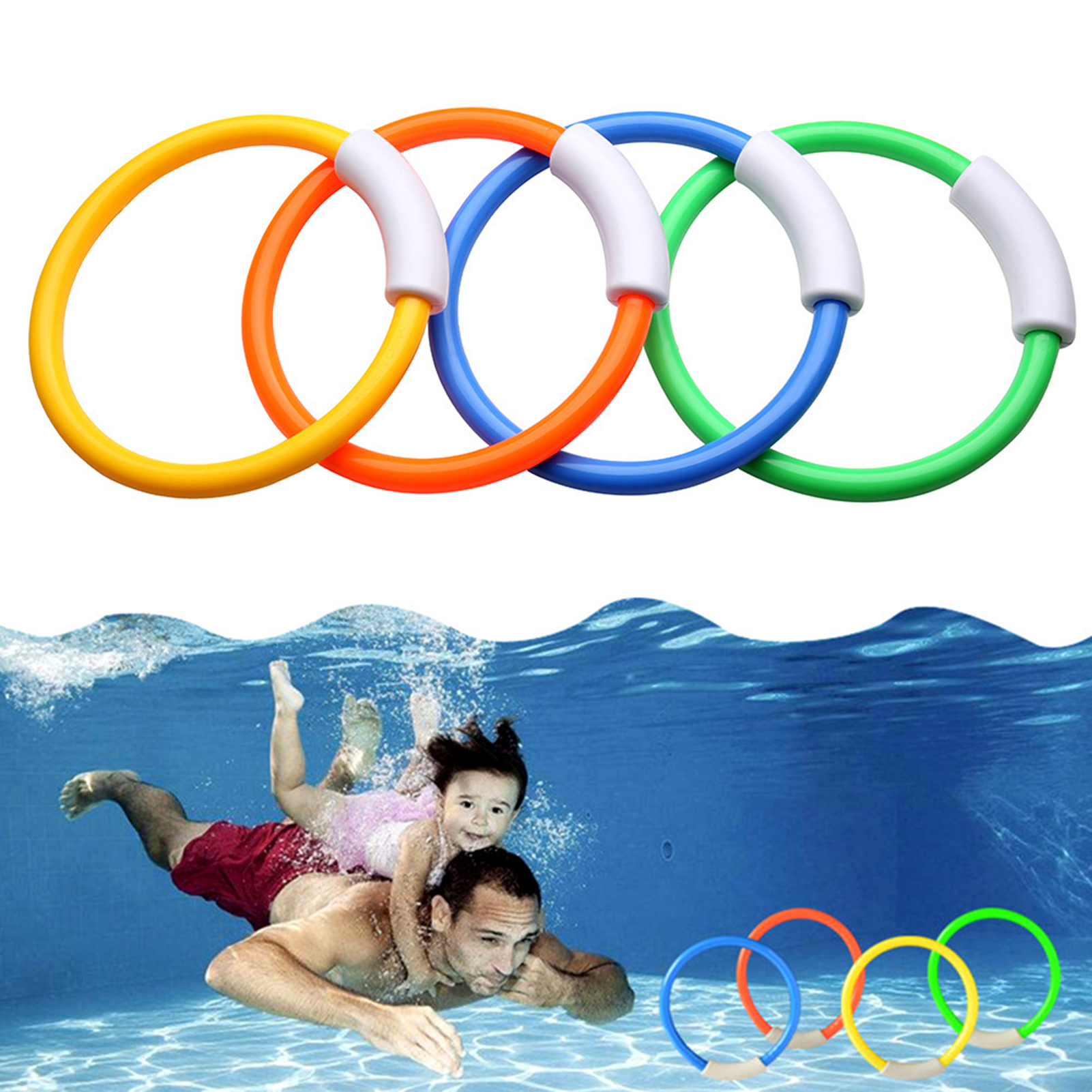 4 Pcs Diving Ring Toys Colorful Underwater Pool Dive Rings for Kids ...