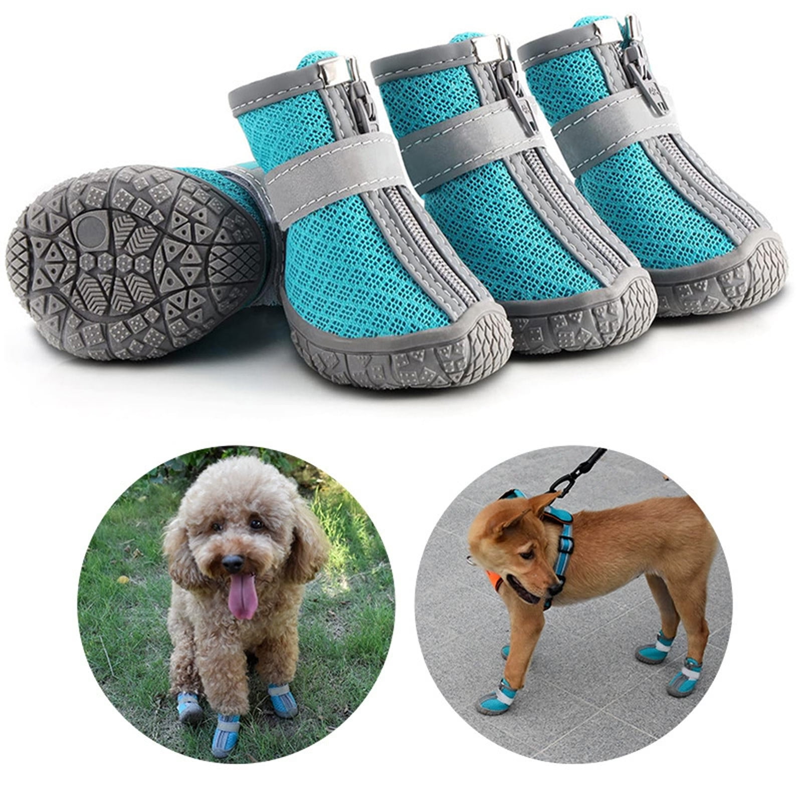4 Pcs Dog Boots Soft Breathable Fabric Pet Shoes for Small Dogs ...
