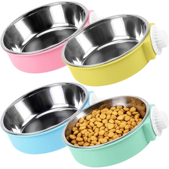 4 Pcs Dog Crate Water Bowl, Hanging Attachable Stainless Steel Pet ...
