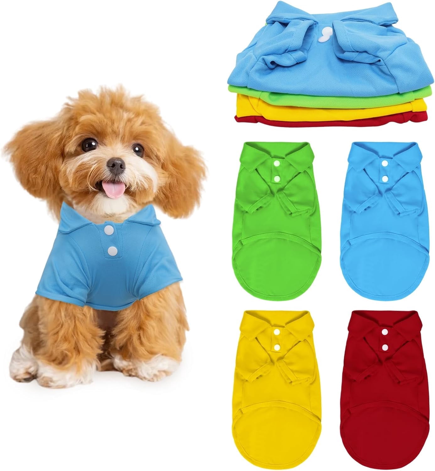 4 Pcs Animal Dog Clothes Dog Polo Tshirts Premium Cotton Puppy ...