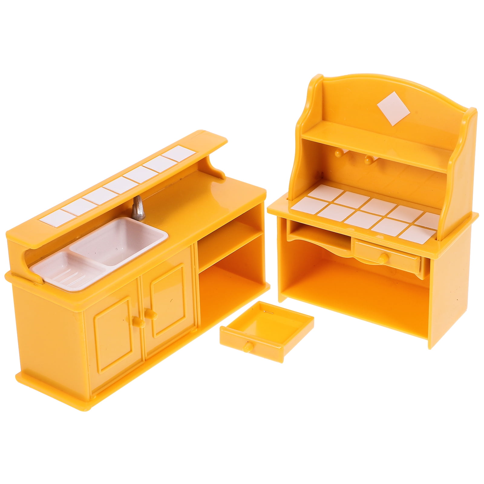 4 Pcs Doll House Furniture Miniature Table Kids Toys Models Sink ...