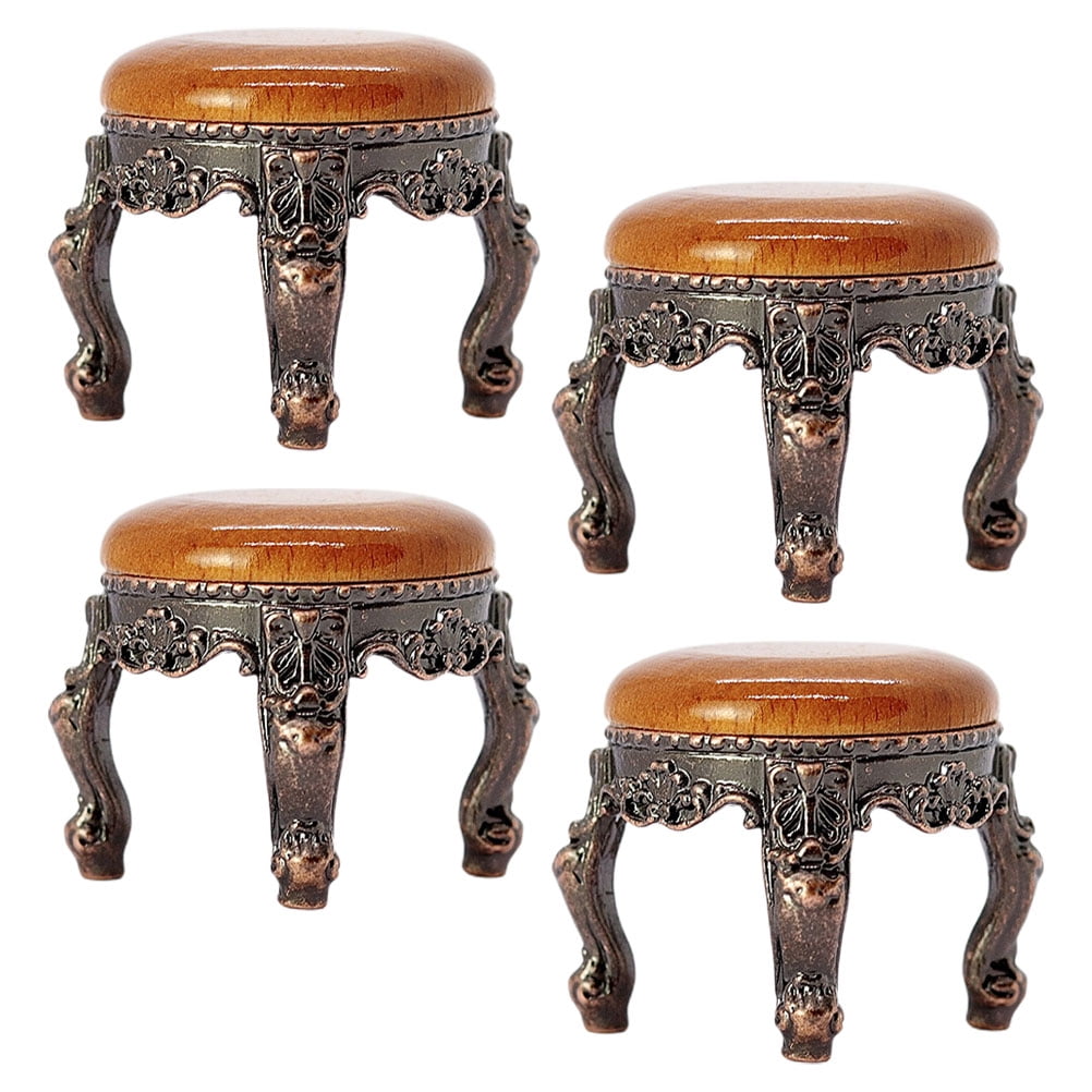 4 Pcs Doll House Layout Prop Miniature Plant Pot Stool Furniture Decor ...