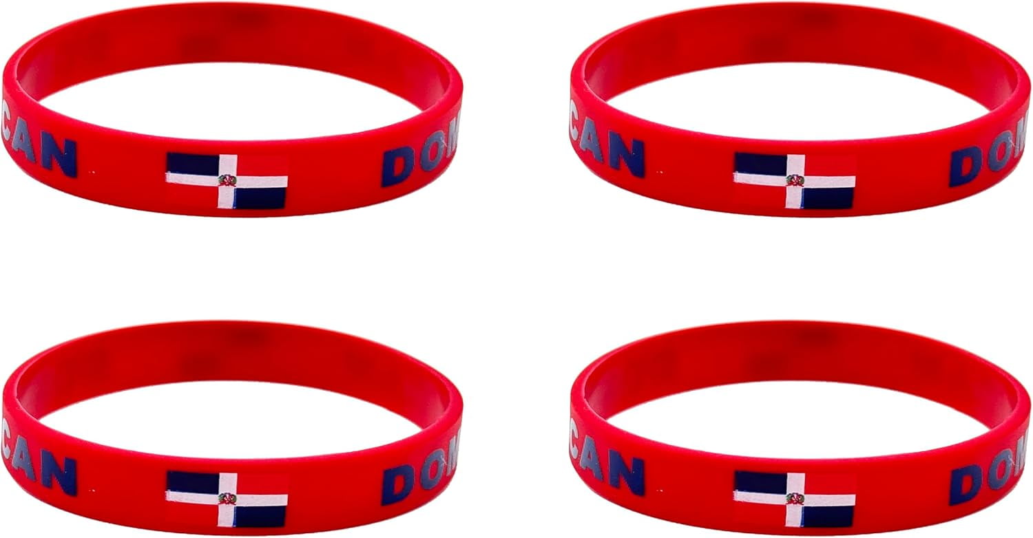 4 Pcs Dominica Dominicans Country Flag Rubber Bracelets, National Flag ...