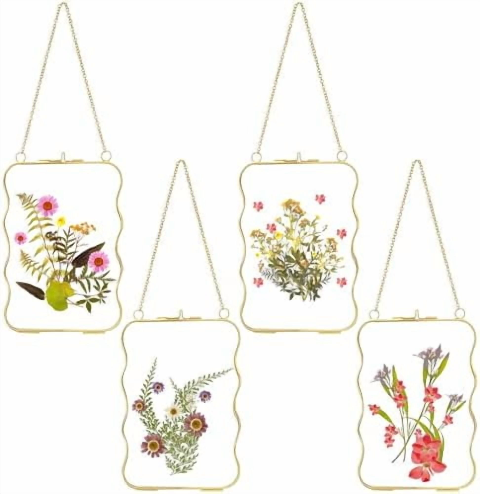 4 Pcs Double Glass Flower Frames 4x6 Inches Double Picture Frame Taper ...