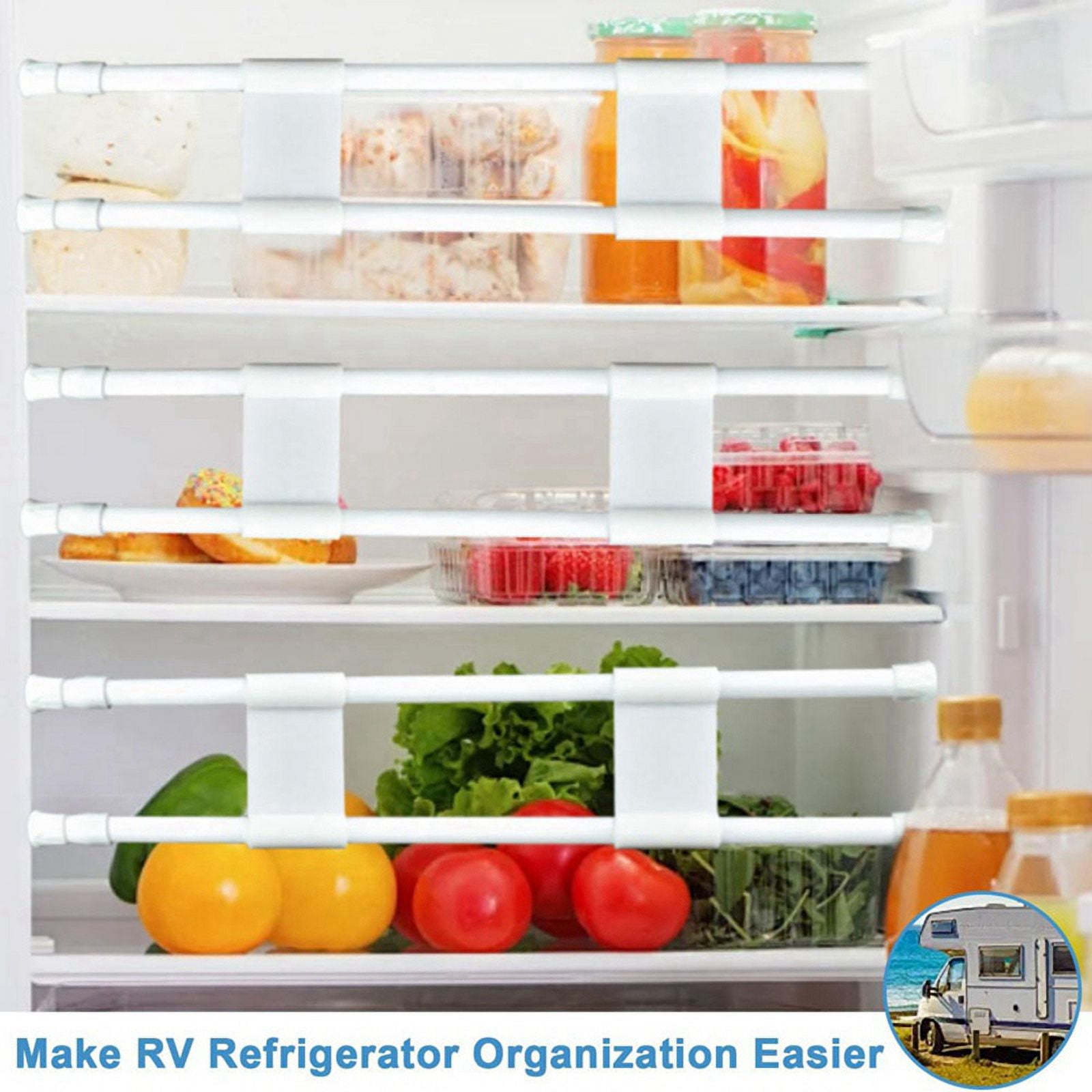 4 Pcs Double RV Refrigerator Bars Adjustable Fridge Tension Rods RV ...