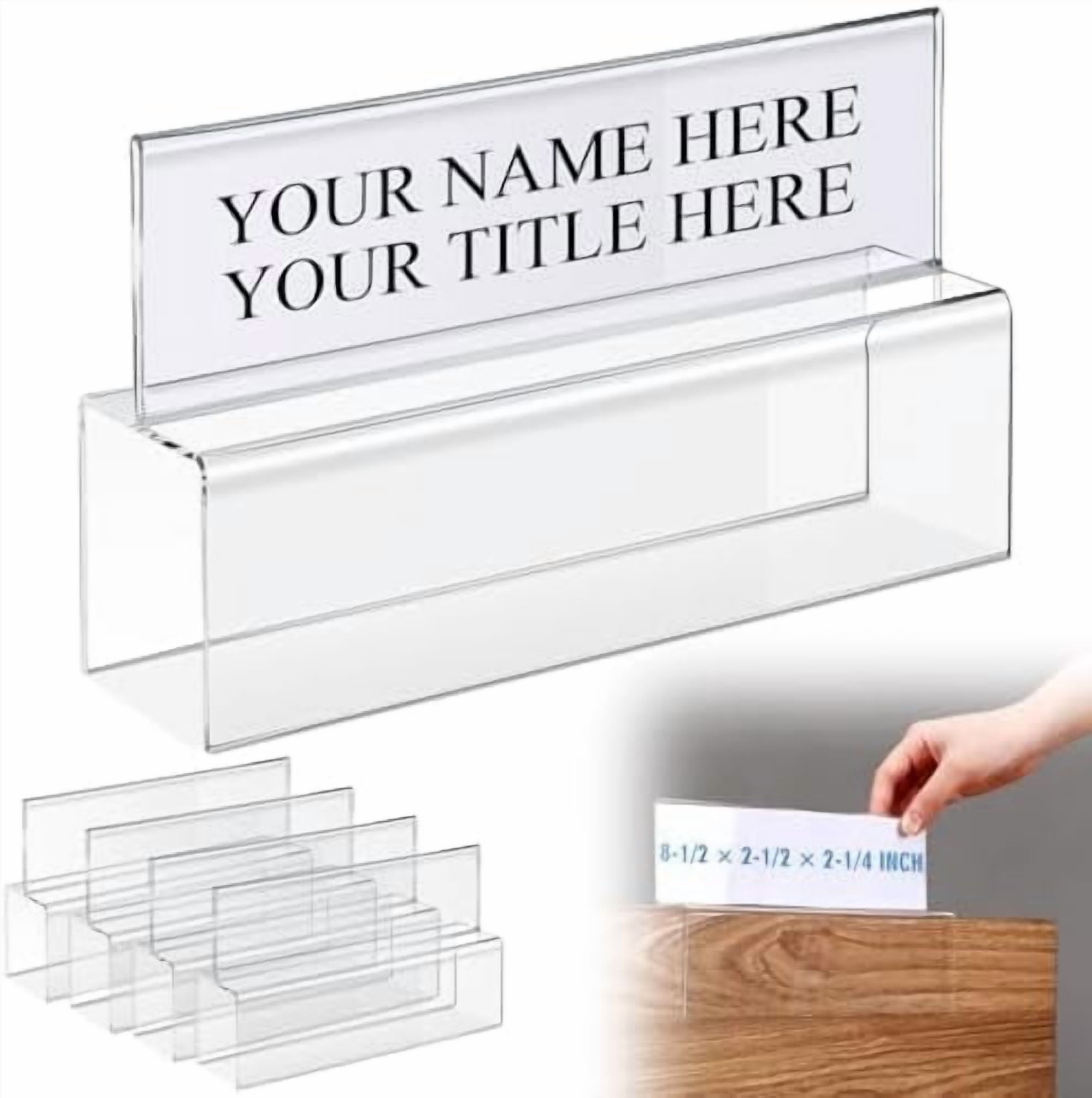 4 Pcs Double Sided Acrylic Cubicle Name Plate Holders Clear Plastic ...