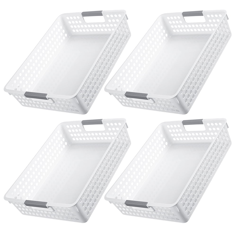 OHOIOLLA Plastic Storage Baskets White 4Pcs 11.8X8.5X3.3In - Walmart.com