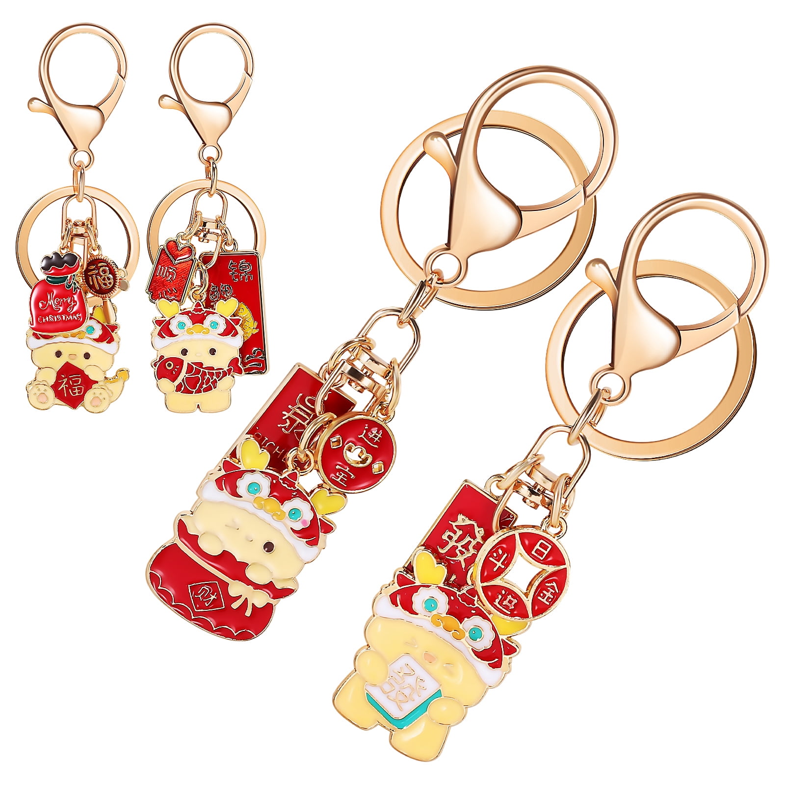 4 Pcs Dragon Keychains Cute Keychain Dragon Keyring Dragon Metal Key ...