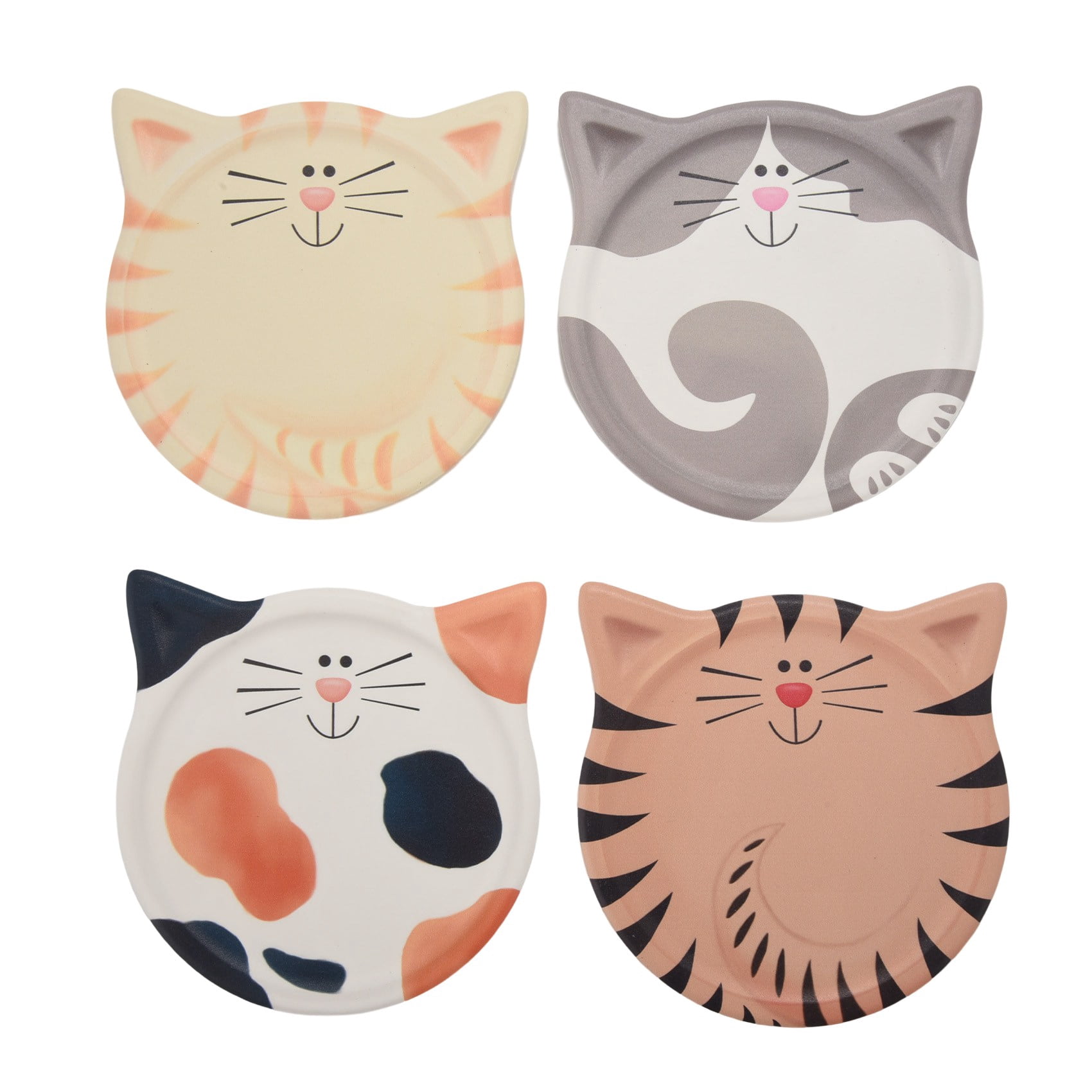 4 Pcs Drink Coaster,Water-Absorbing Ceramic Coaster,Cute Cat Coaster ...
