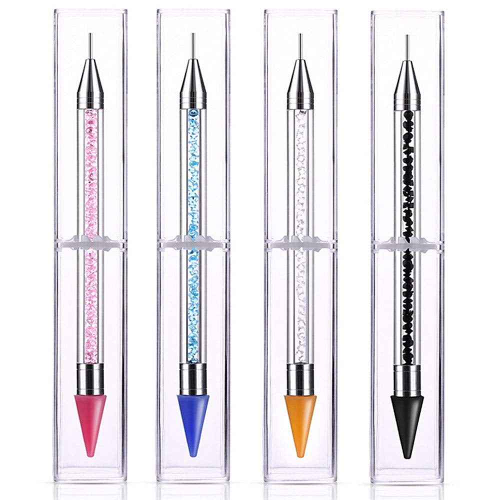 4 Pcs Dual-Ended Nail Rhinestone Picker Wax Silicone Tip Pencil Pick Up ...