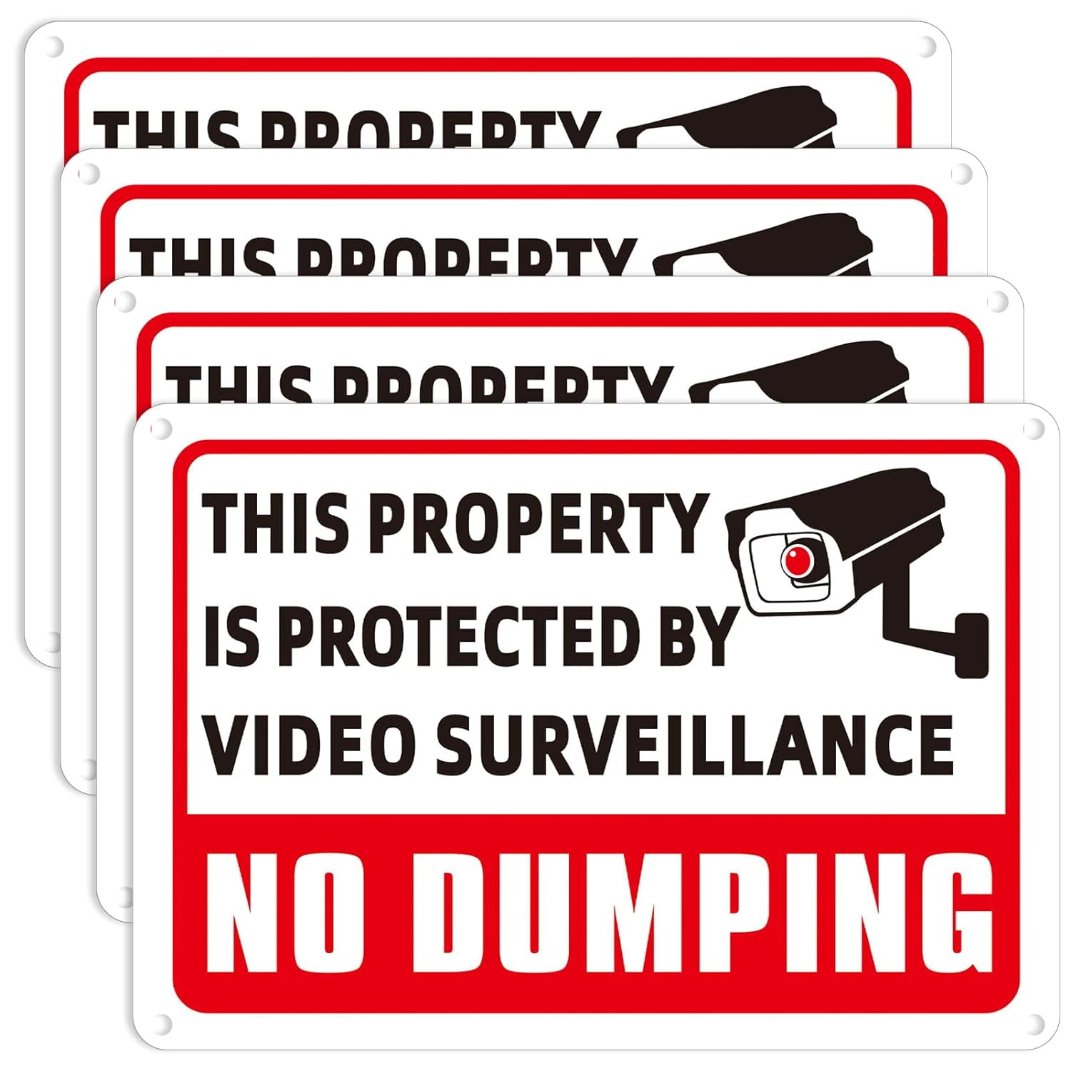 4 Pcs No Dumping Signs Private Property 10 x 7 Inch Reflective Aluminum ...