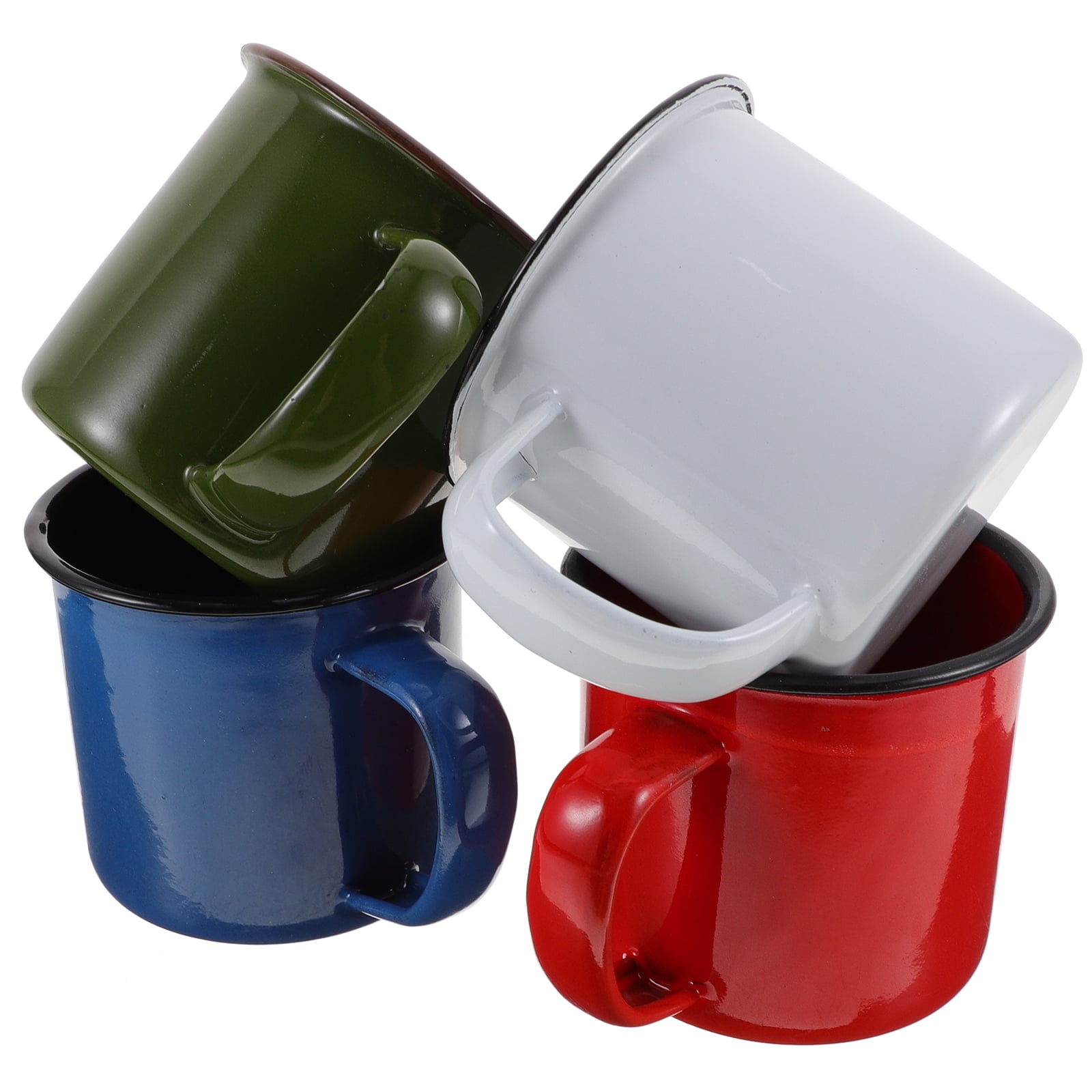 Retro Enamel Mug Set with Comfortable Handle and Wide Mouth Design for ...