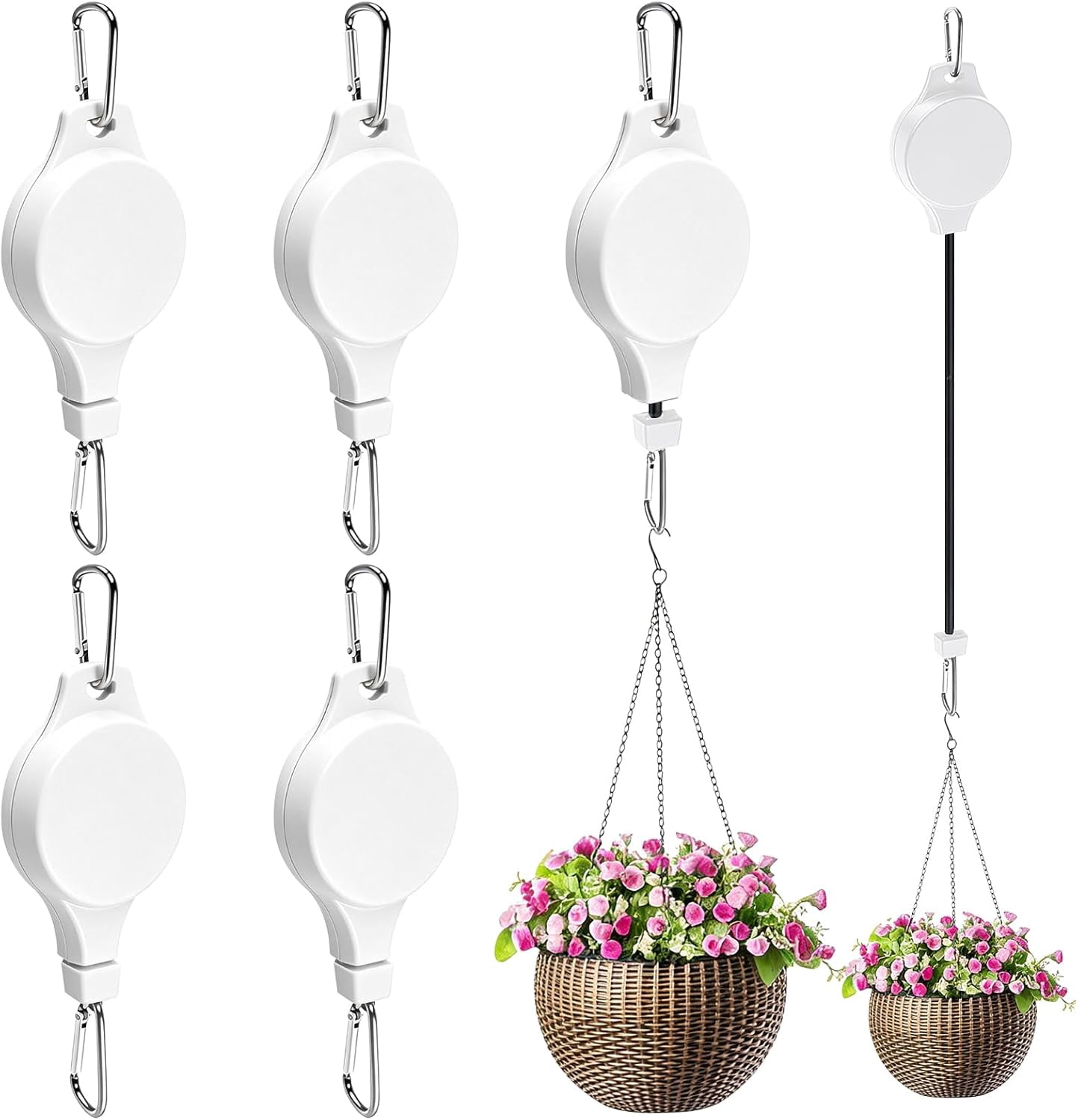 4 Pcs Duty Retractable Plant Hanger,Plant Pulleys for Hanging Plants ...